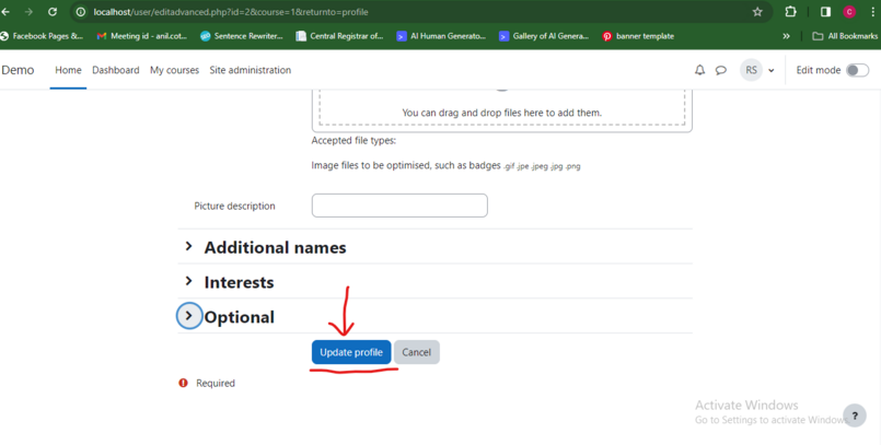 How to update profile on moodle? - DevOps | SRE | DevSecOps